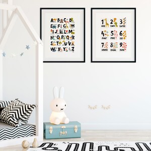 Modern Boho Nursery Print Set 2, Numbers and Alphabet Print, ABC and ...