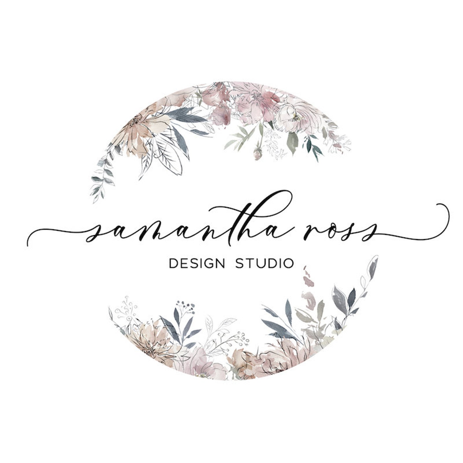 Wreath Floral Logo Boho Flower Circle Logo Delicate Modern - Etsy Australia