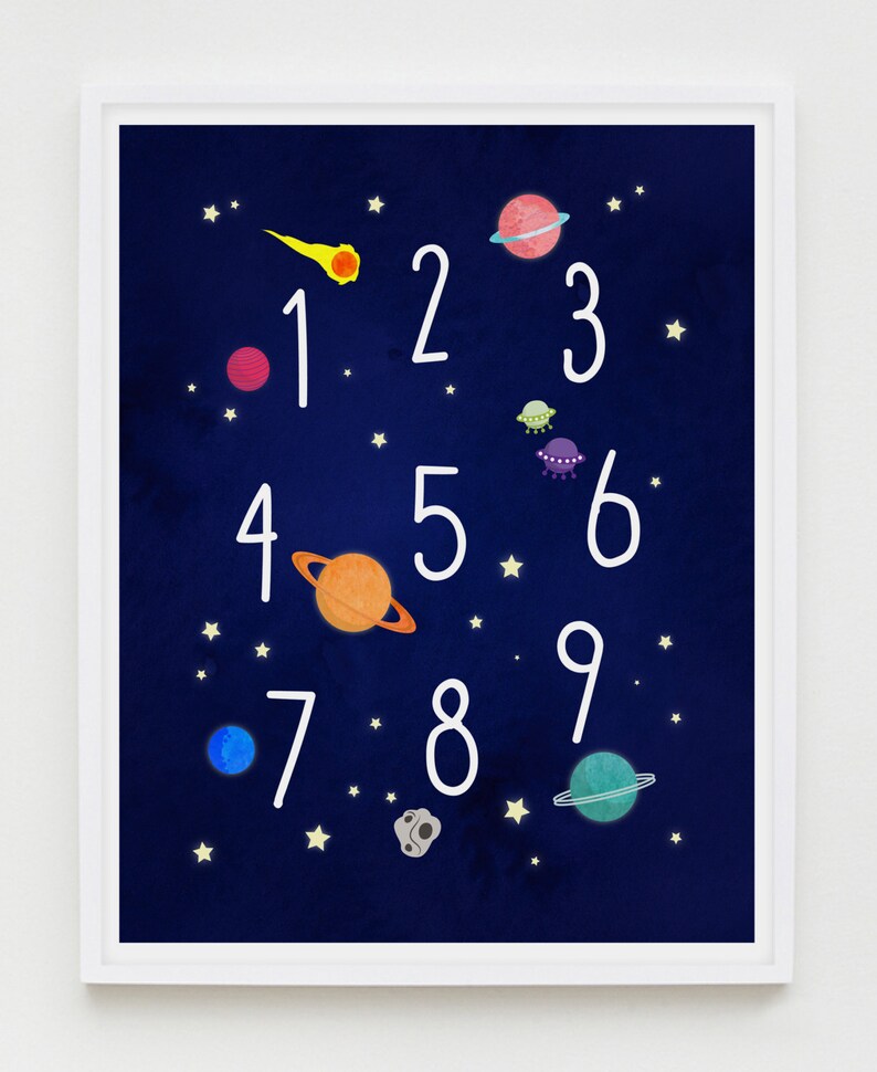Outer Space Nursery Wall Art Numbers Print Space Boys Room | Etsy