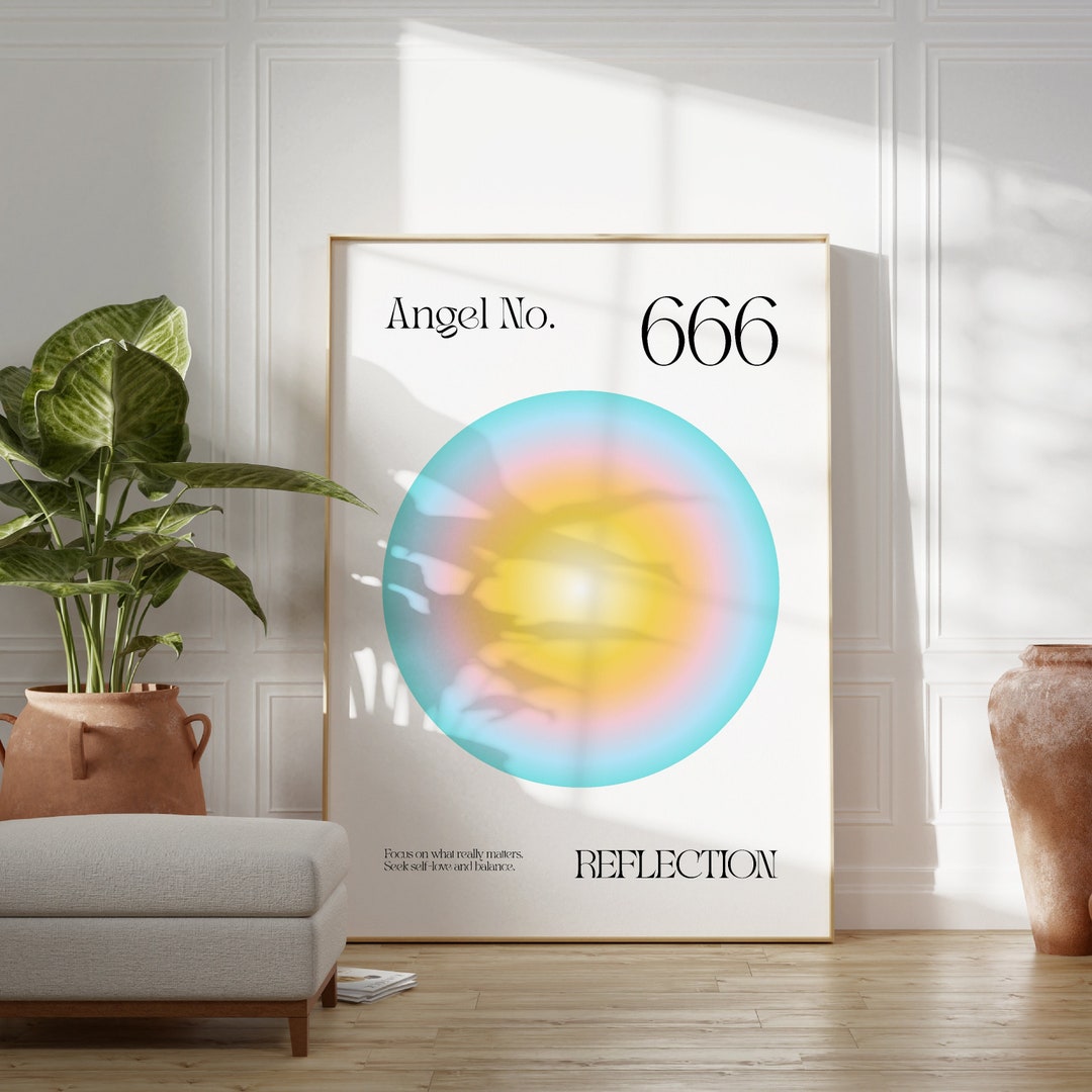Angel Number Poster 666 Reflection Print Spiritual Wall Art ...