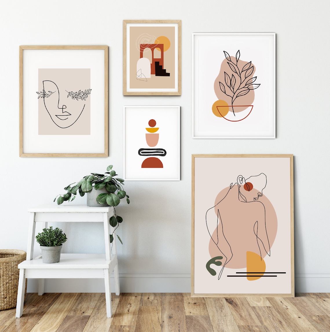 Woman Silhouette Line Drawing Abstract Face Line Art Print Boho Wall ...