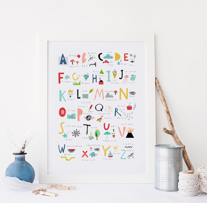 Alphabet Art ABC Print Hand Drawn Animal Alphabet Print - Etsy