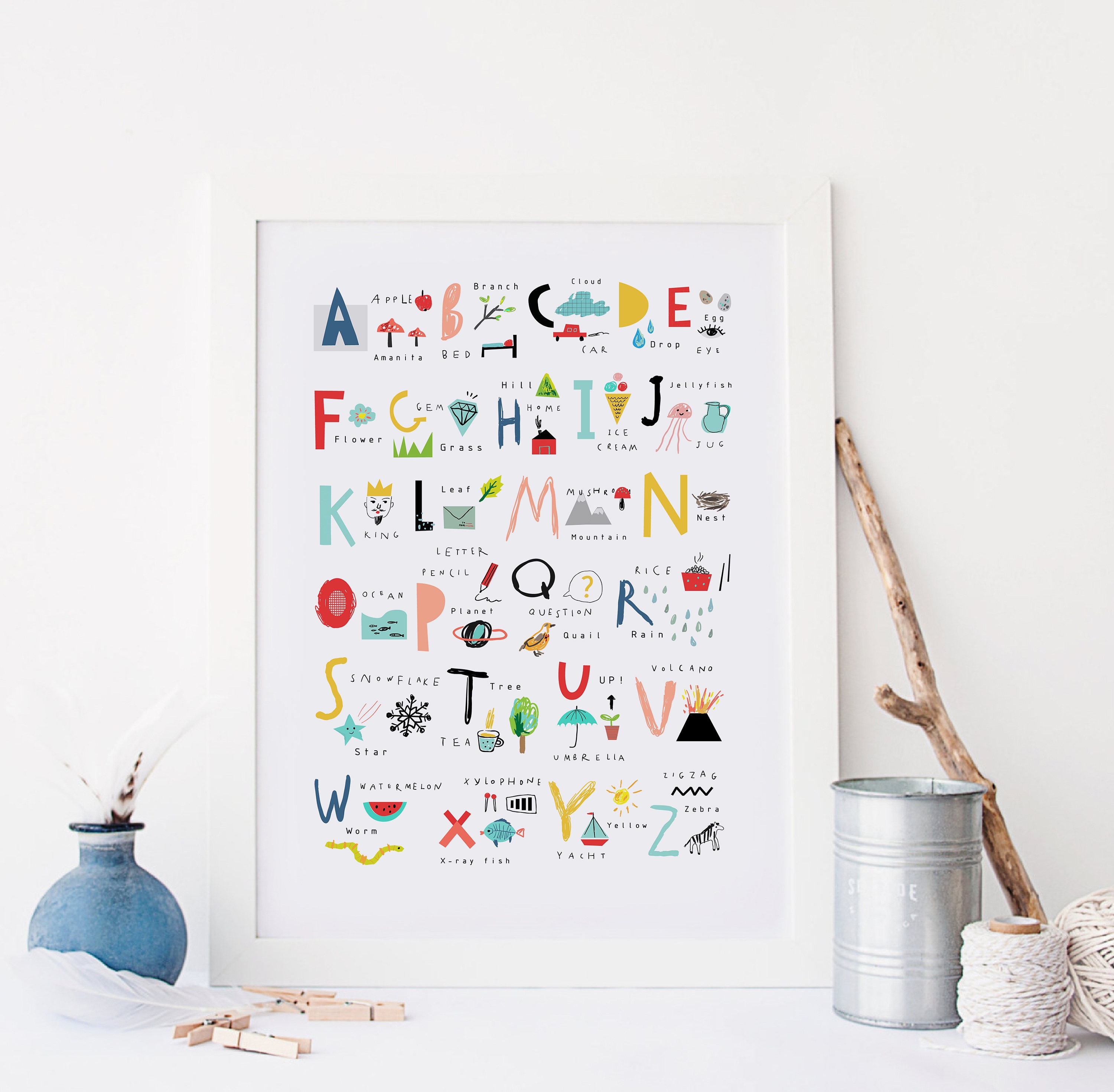 Alphabet Art ABC Print Hand Drawn Animal Alphabet Print - Etsy