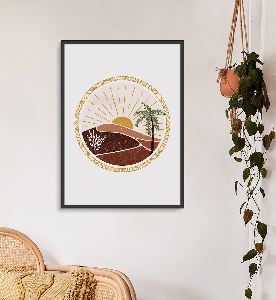 Abstract Landscape Poster, Boho Wall Decor Burnt Orange Print, Living ...