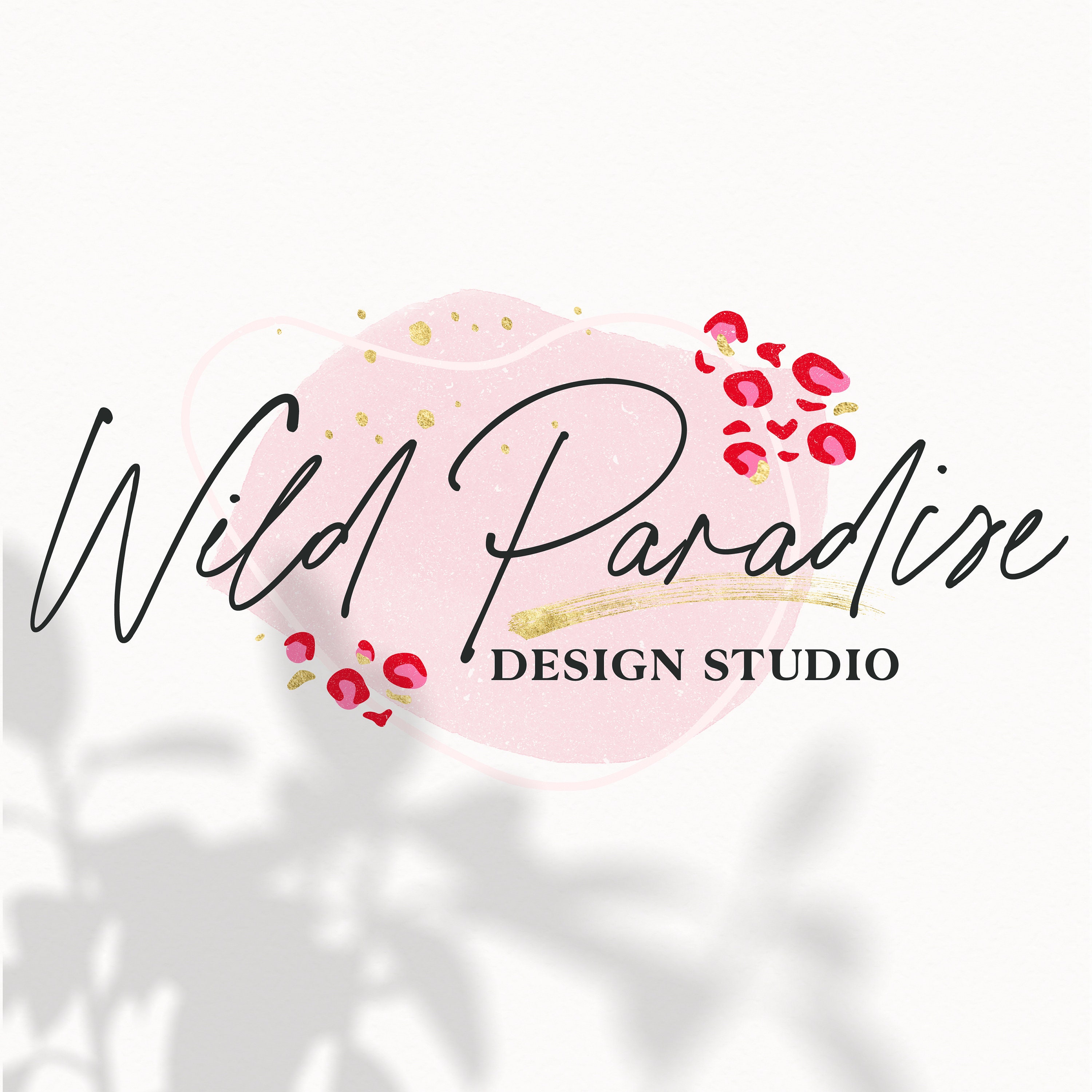 Boho Branding Kit Gold Red Pink Logo Design Custom Animal | Etsy