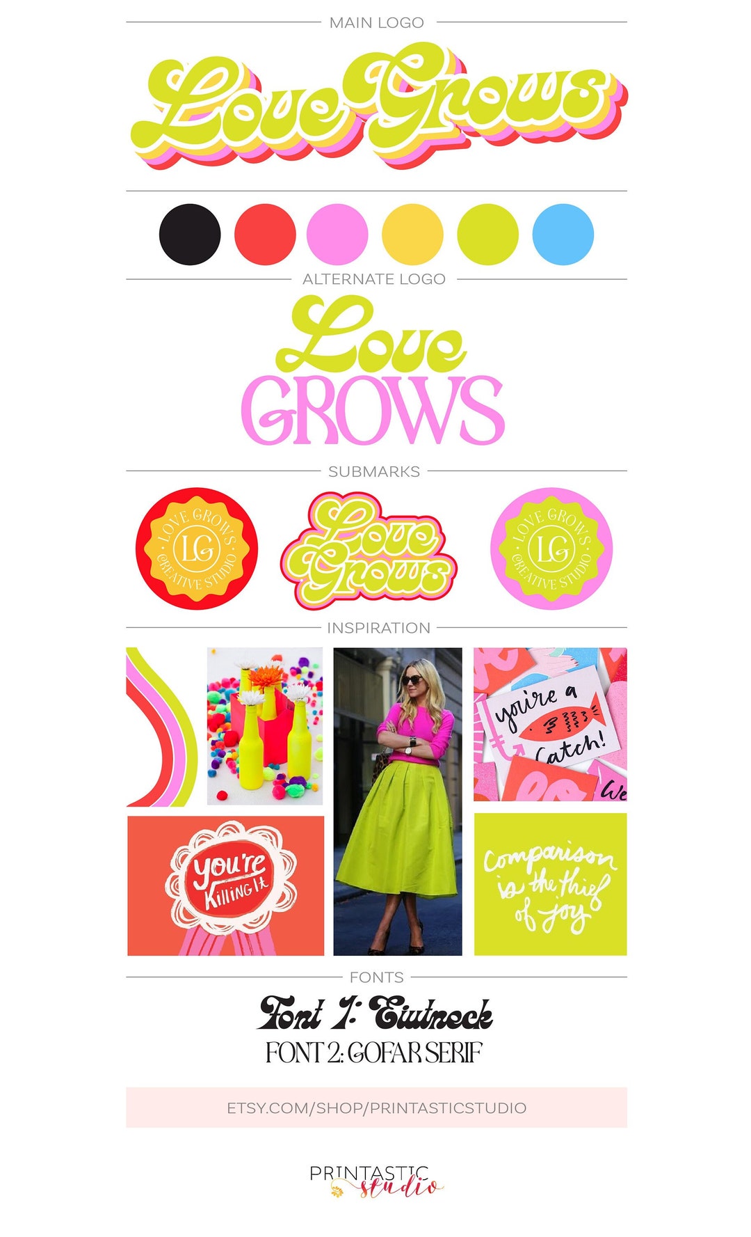 Retro Branding Kit, Custom Vintage Branding Package, Funky Hippie Text ...