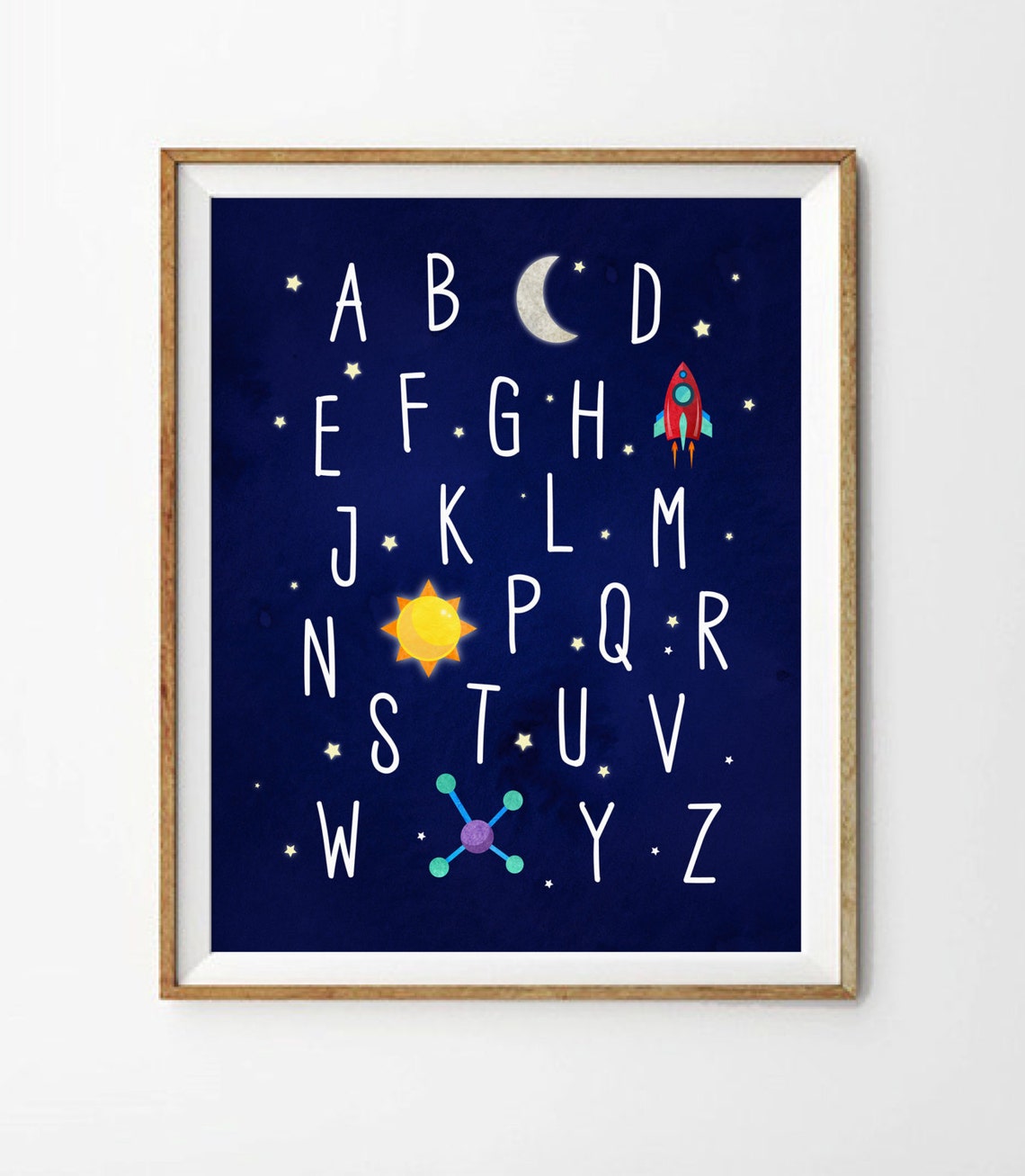 Outer Space Nursery Alphabet and Numbers Wall Art Rocket Ship Nursery ...