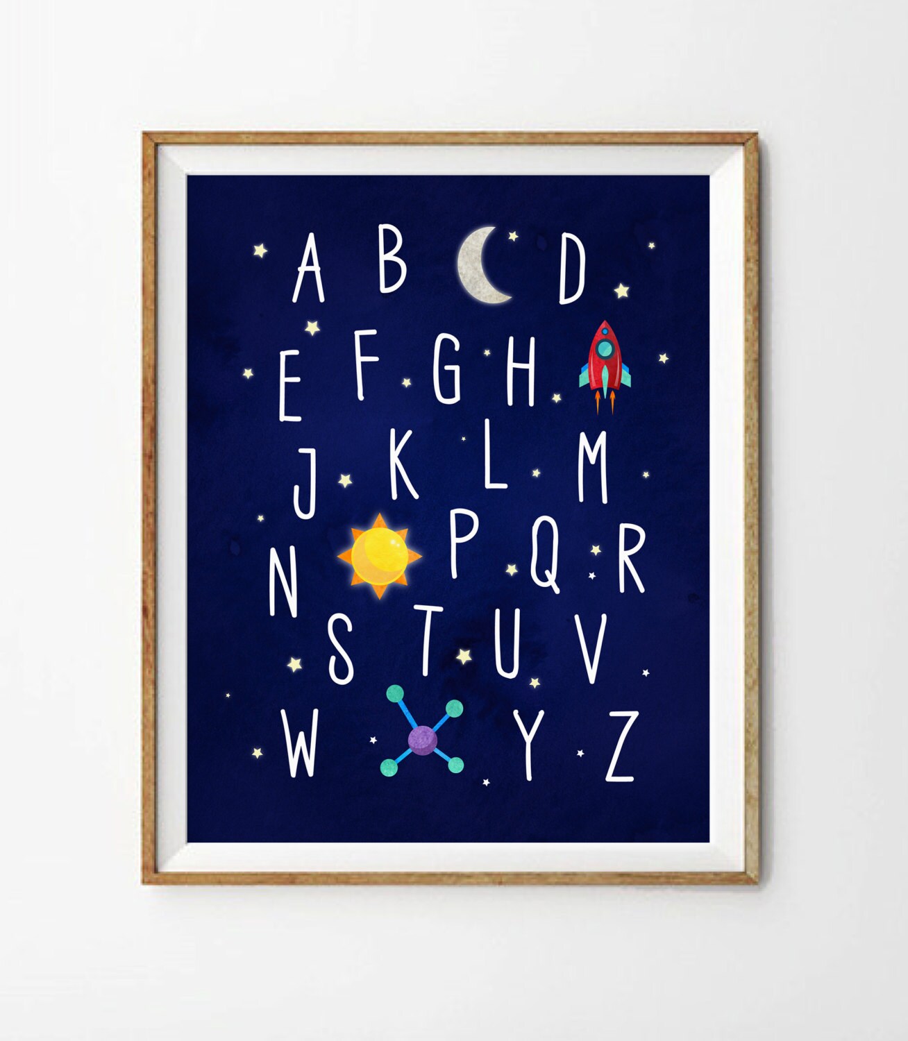 Outer Space Nursery Alphabet and Numbers Wall Art Rocket Ship | Etsy