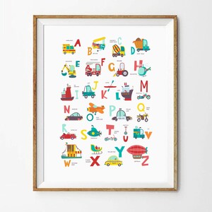 Car Alphabet and Numbers Nursery Print Set, Numbers Print ...