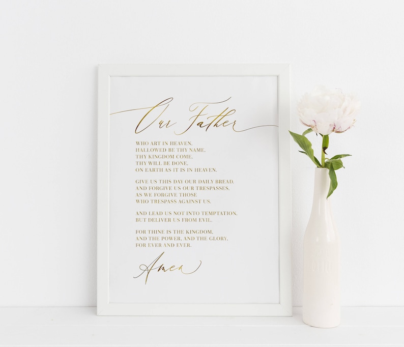The Lord's Prayer Print, Our Father Prayer, Scripture Art, Bible Verse ...