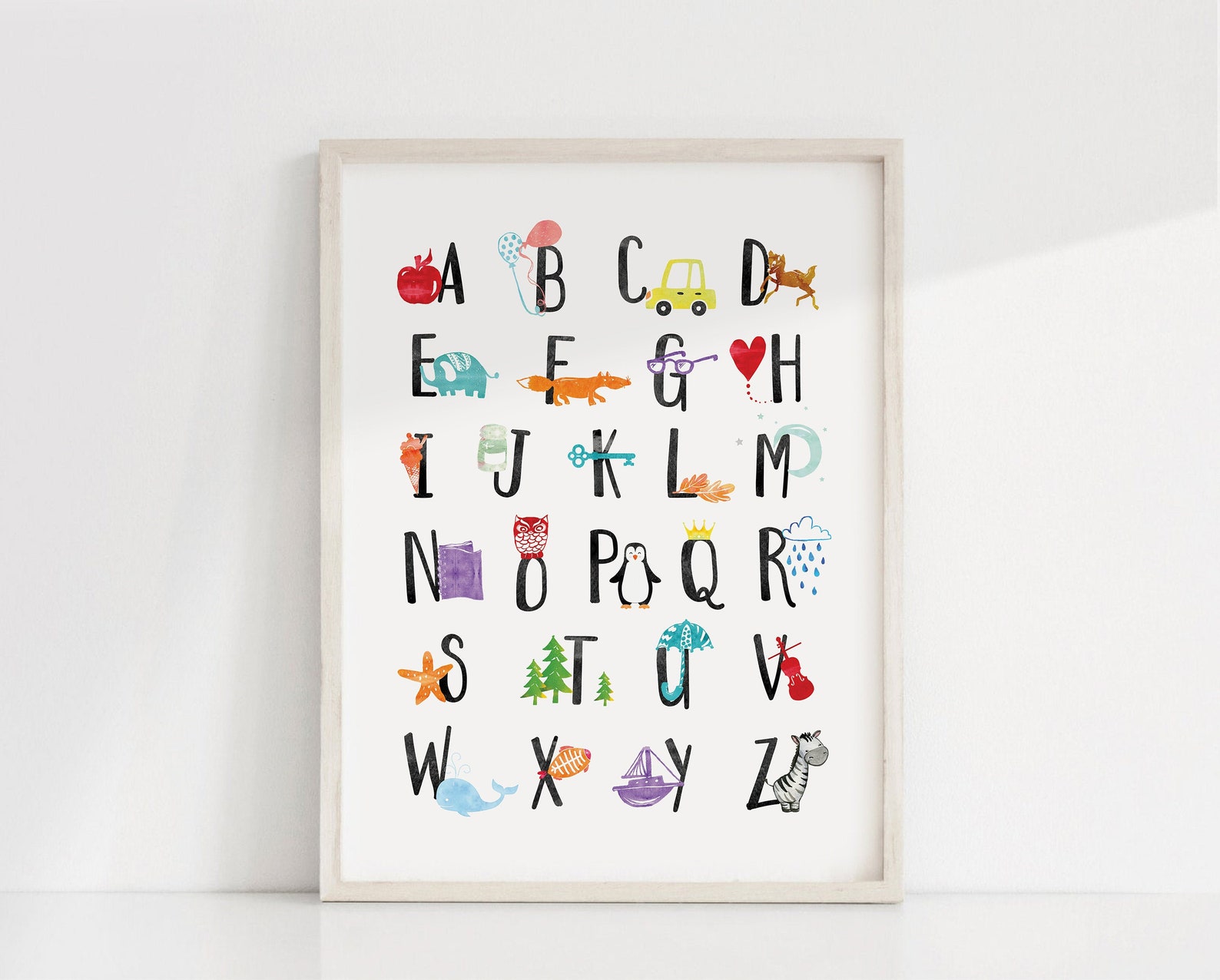 Alphabet Print Alphabet Nursery Wall Art Alphabet Poster ABC - Etsy