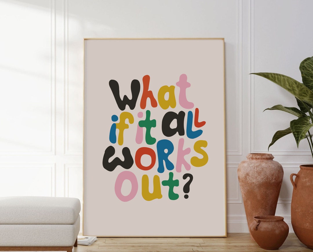 Trendy Wall Art, Retro Quote Wall Print, Manifestation Poster, Colorful ...