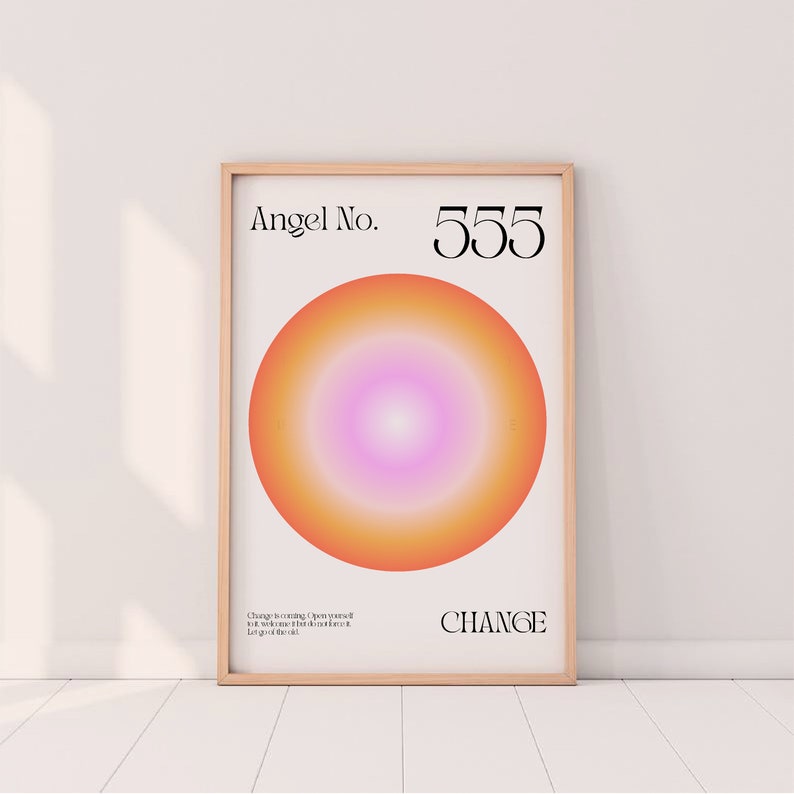 Angel Number Poster 555 Instant Download, Gradient Aura Poster, Trendy ...