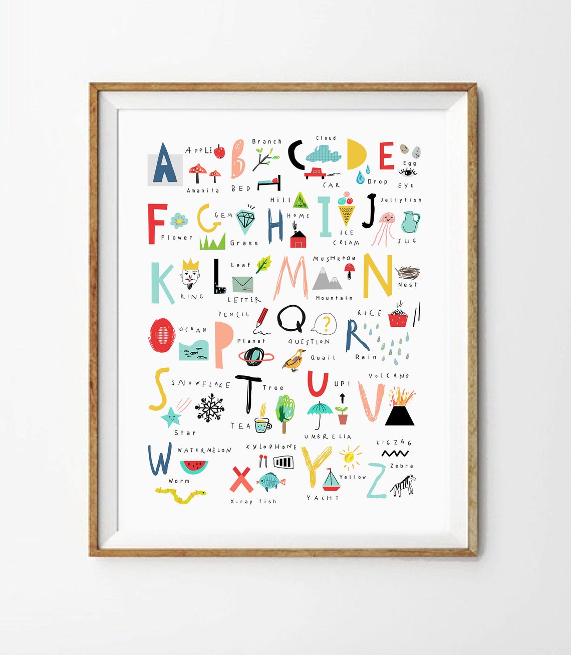 Alphabet Art ABC Print Hand Drawn Animal Alphabet Print - Etsy