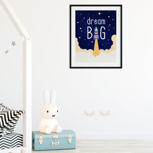 Dream Big Print, Outer Space Nursery Decor, Baby Boy Nursery Wall Art ...