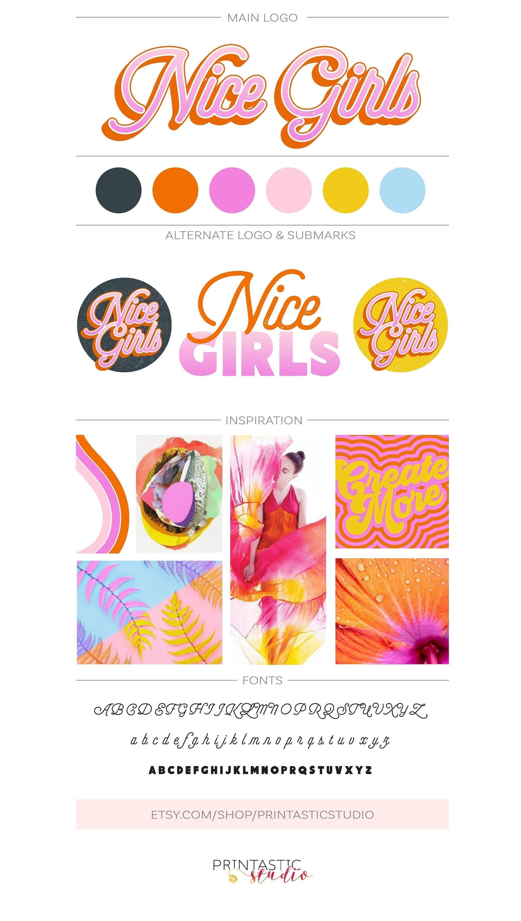 Branding Kit Template Retro Logo Design for Small Business - Etsy