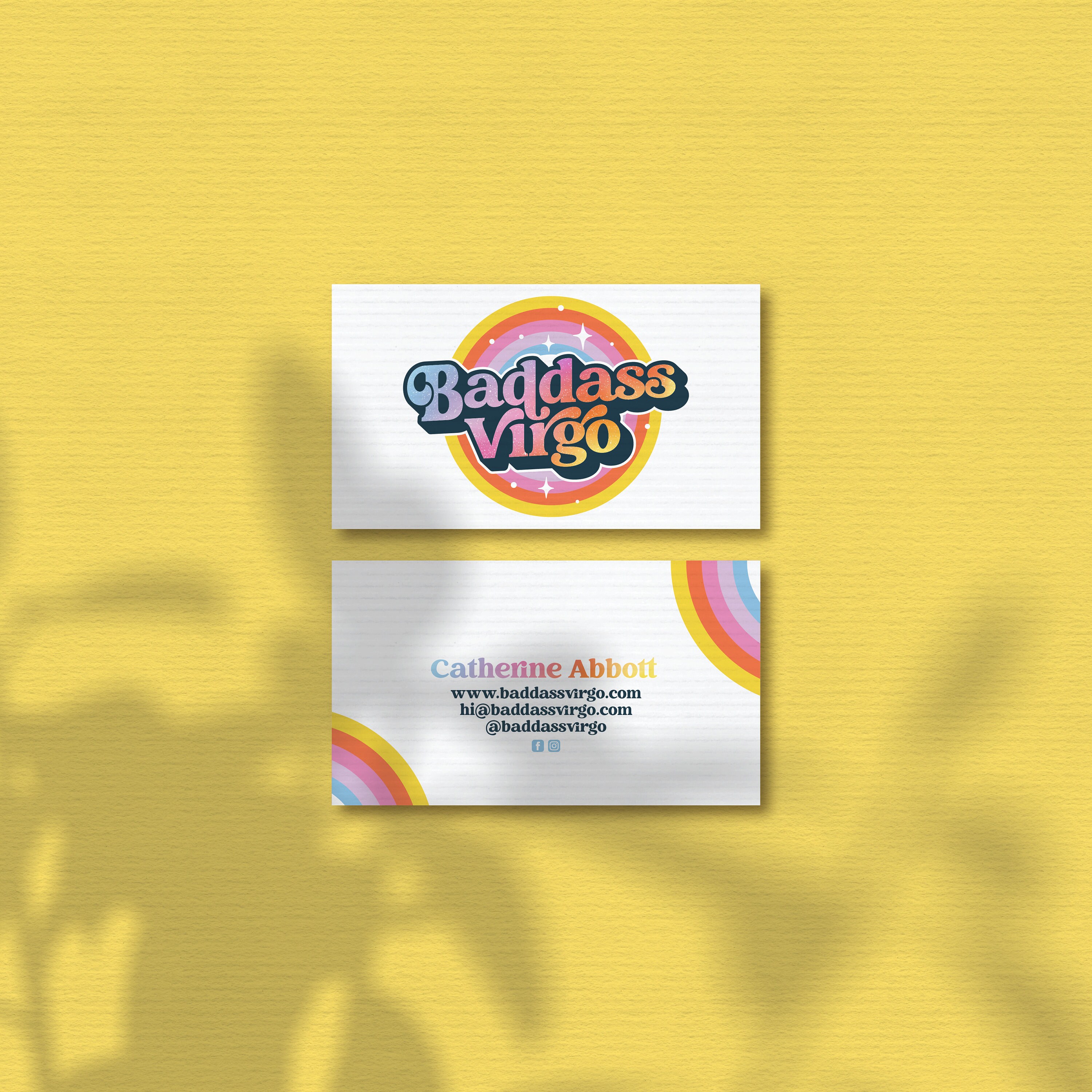 Rainbow Retro Logo Design for Business Boho Premade Logo - Etsy