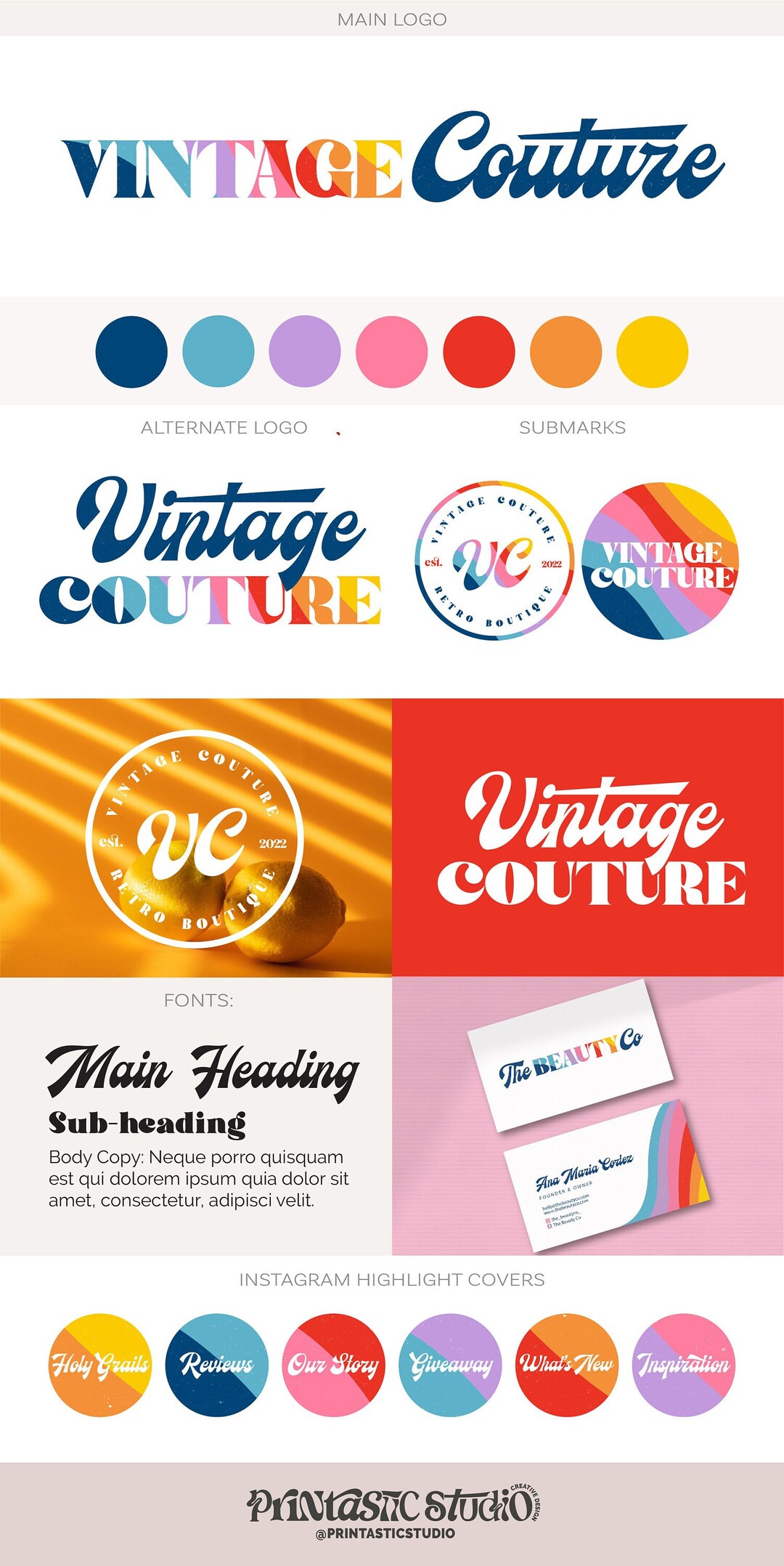 Retro Branding Kit Logo Design Custom, Fashion Boutique Vintage Logo ...