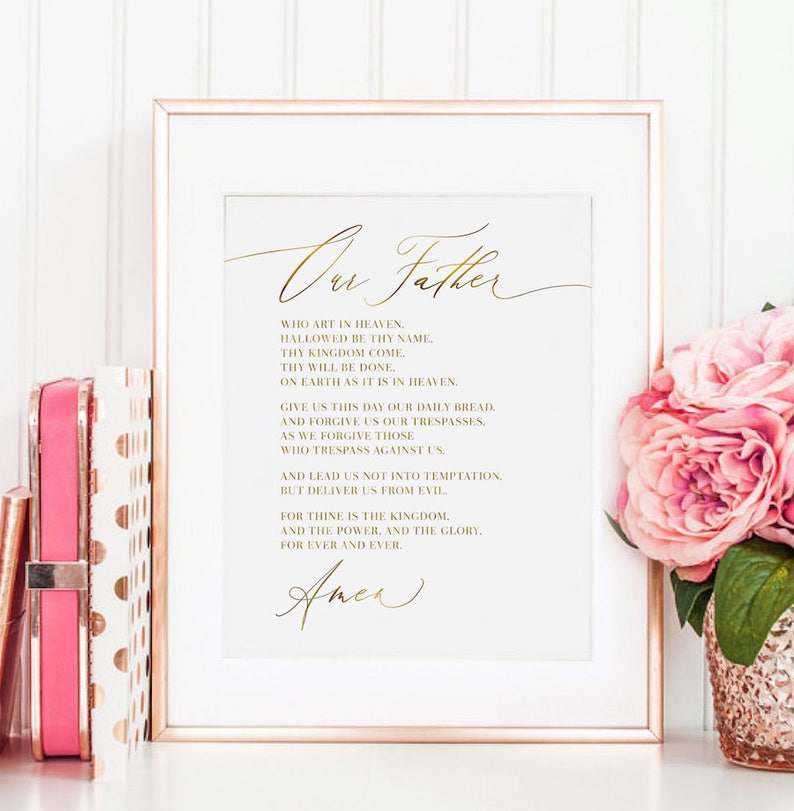 The Lord's Prayer Print, Our Father Prayer, Scripture Art, Bible Verse ...