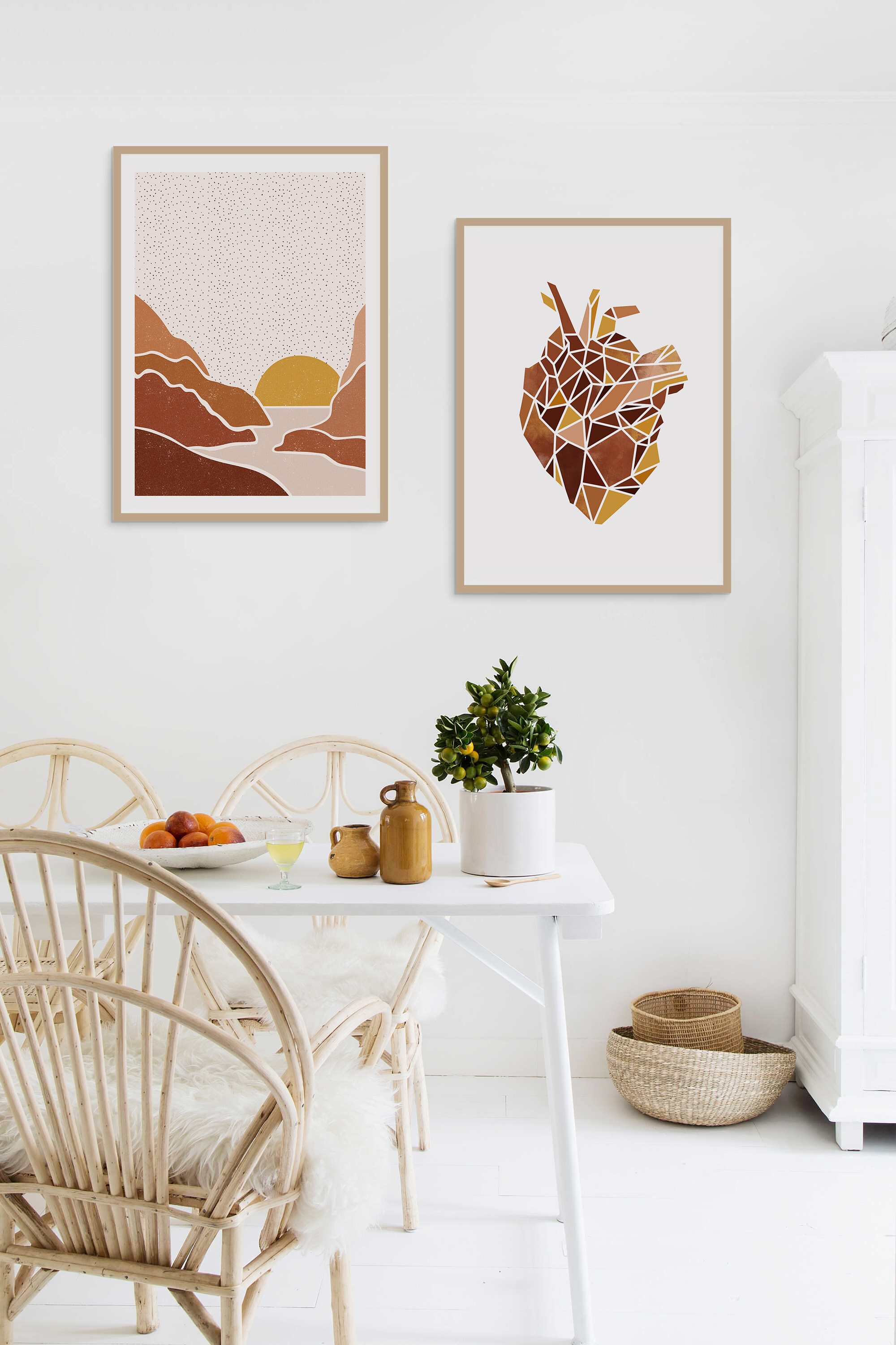 Boho Wall Decor Geometric Heart Anatomy Print Abstract Art | Etsy