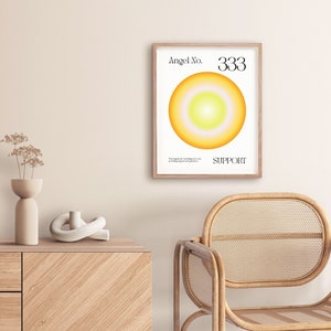Angel Number Poster 333 Spiritual Poster, Pretty Aura Poster, Gradient ...
