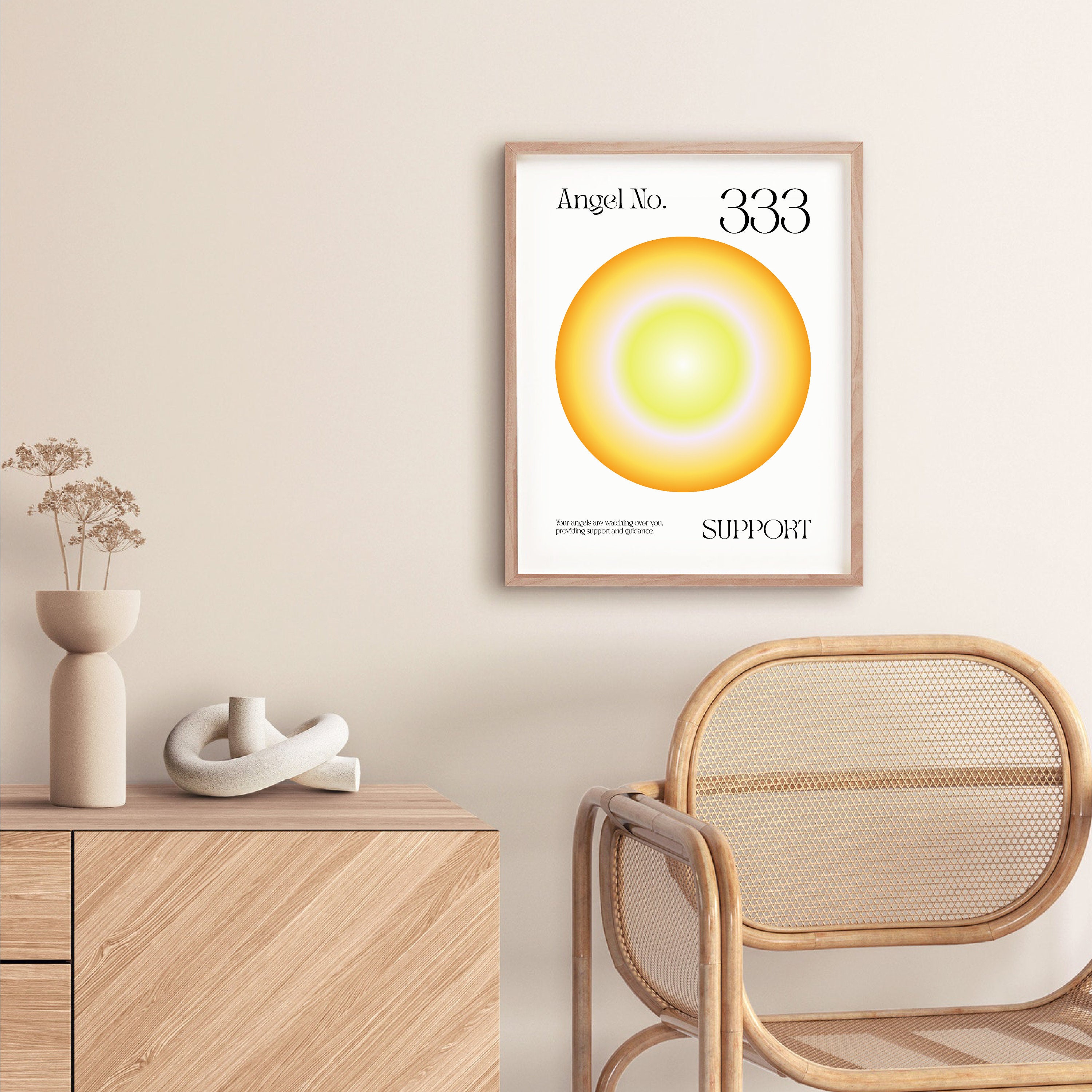 Angel Number Poster 333 Spiritual Poster, Pretty Aura Poster, Gradient ...