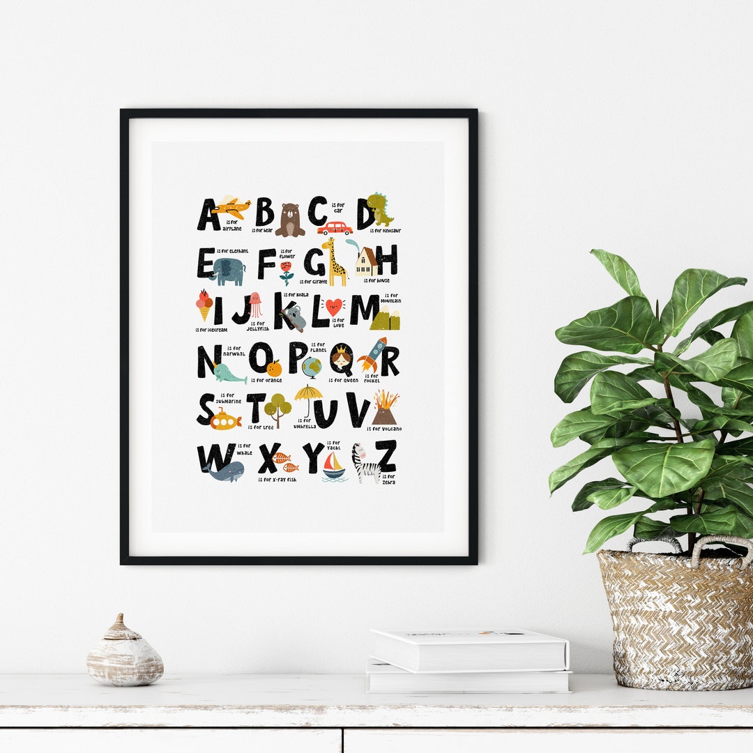 Animal Alphabet Print, Boho Nursery Decor, Nursery Wall Art, Kids Room ...