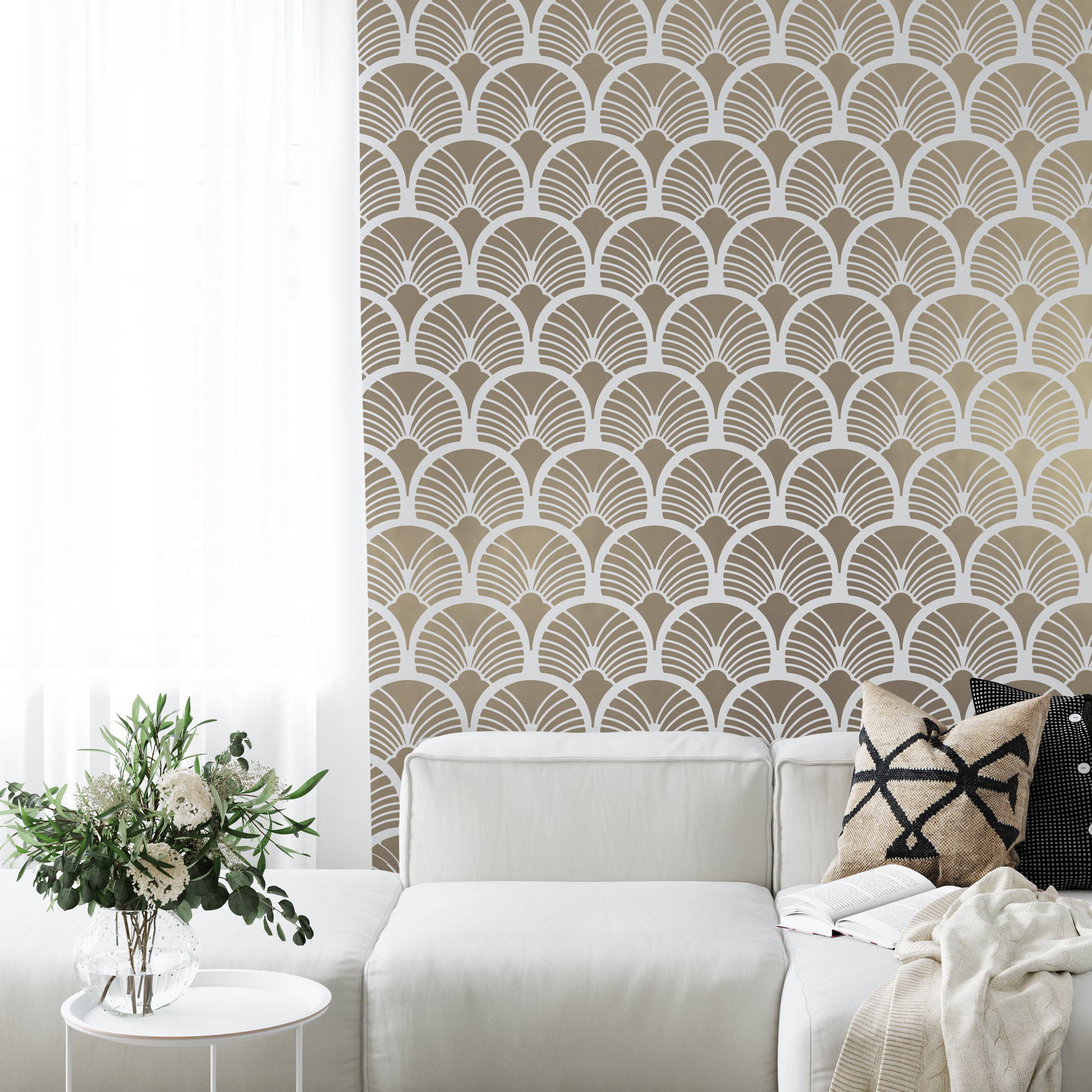 Geometric Sun Burst Pattern Wall Stencil DIY Wallpaper | Etsy