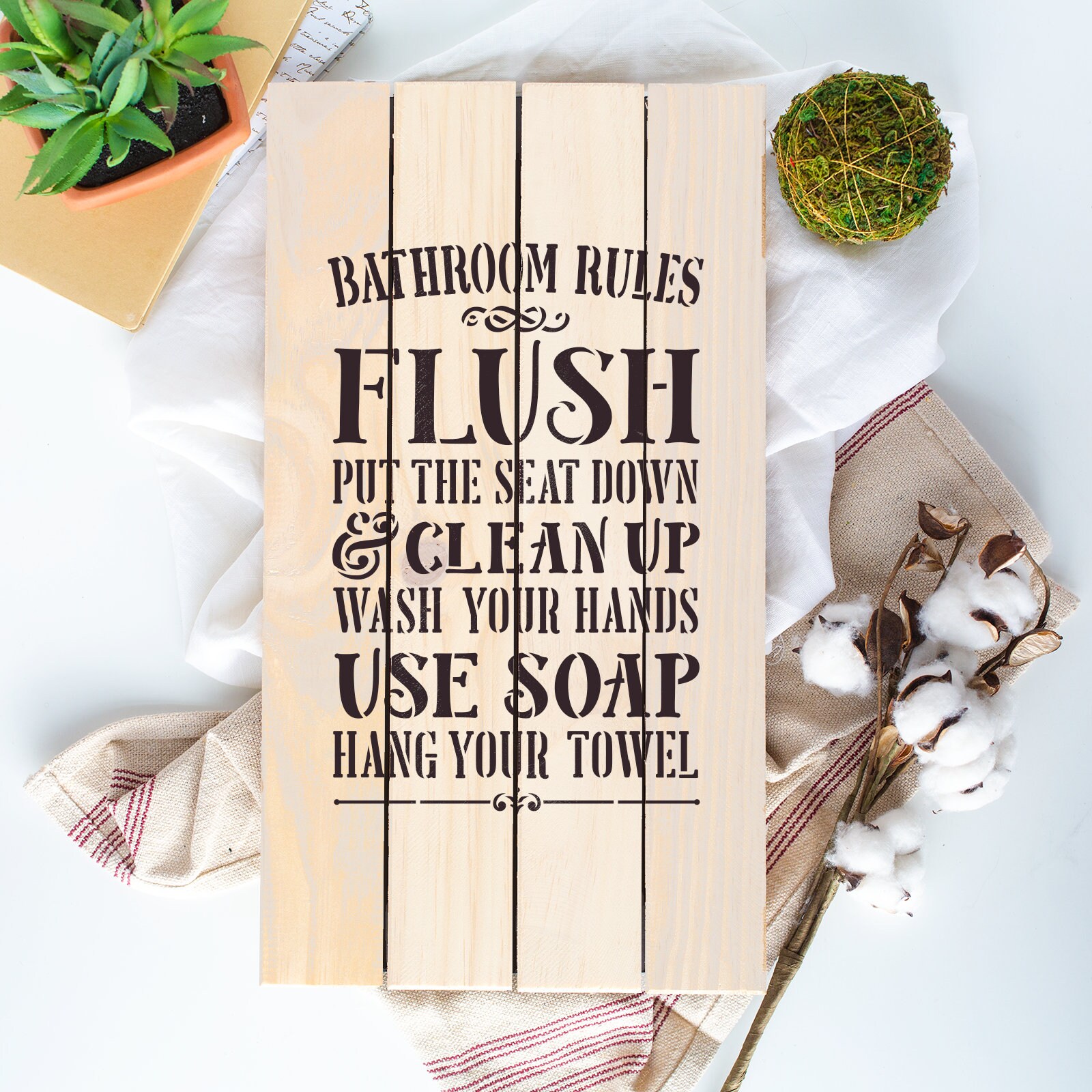 Bathroom Rules Sign Stencil for Wall, Restroom, Washroom, Toilet Rules ...