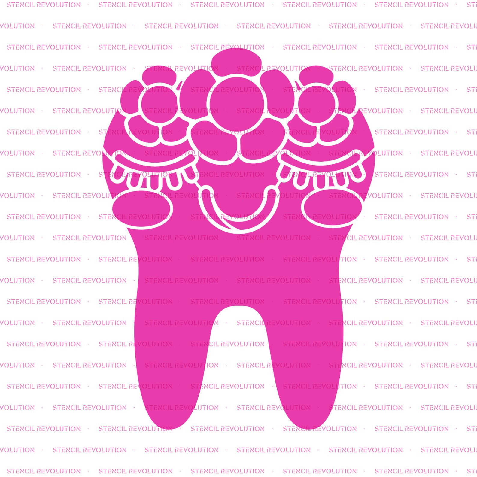 Tooth With Flower Crown Stencil Reusable Stencils for - Etsy