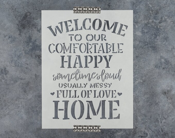 Welcome to Our Happy Place Stencil, Home Vinyl Stencil, Vinyl Decal ...