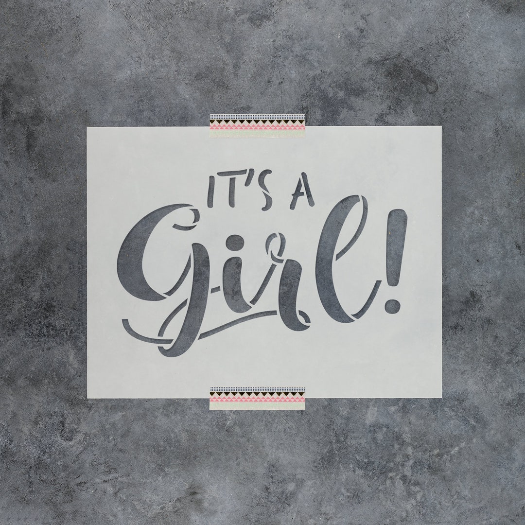 Its A Girl New Baby Stencil - Baby Wall Stencils, New Baby Stencil, Its ...