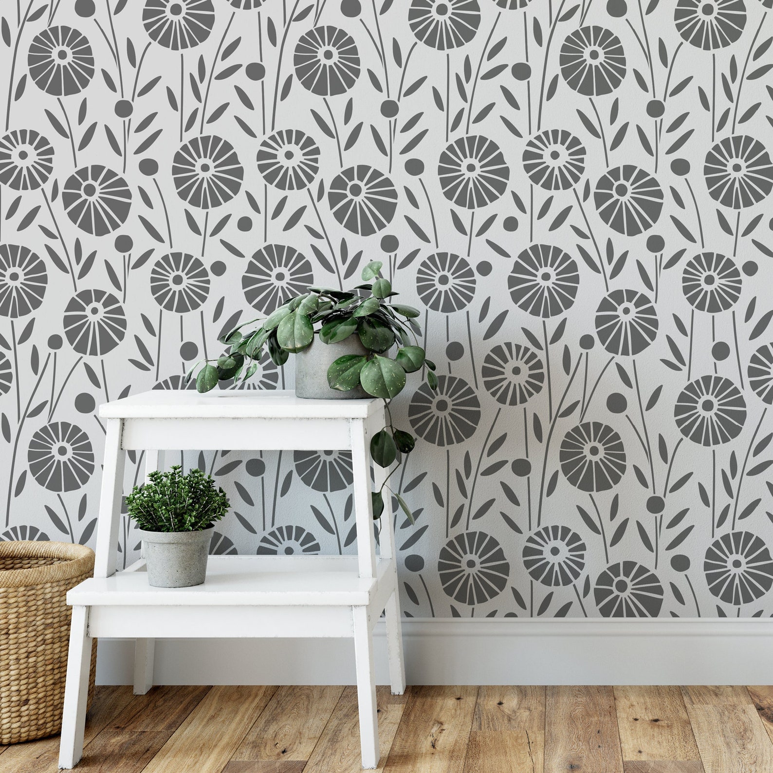 Posies Garden Pattern Wall Stencil - Wall Paint Stencils, Flower ...