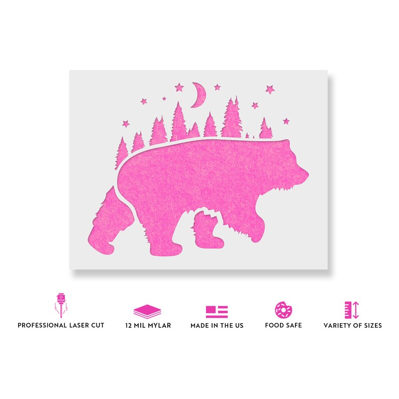 Forest Bear Stencil - Bear Stencil, Forest Stencil, Forest Stencils ...