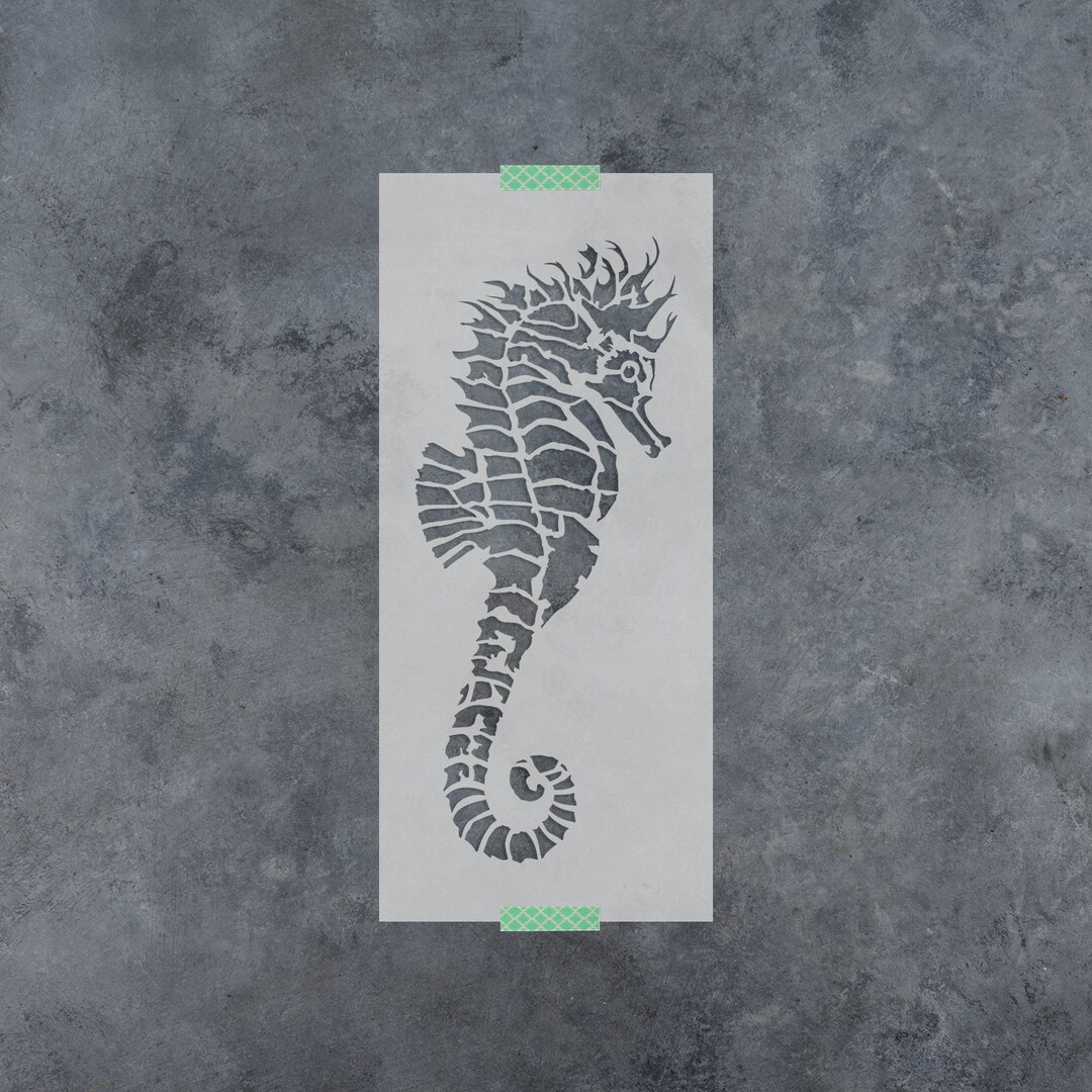 Fancy Seahorse Stencil - Large Seahorse Stencil, DIY Seahorse Stencils ...