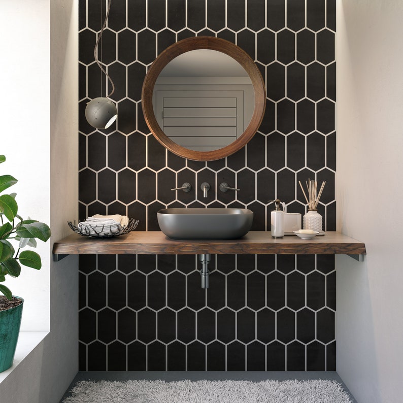 Elongated Hexagon Pattern Wall Stencil DIY Wallpaper | Etsy