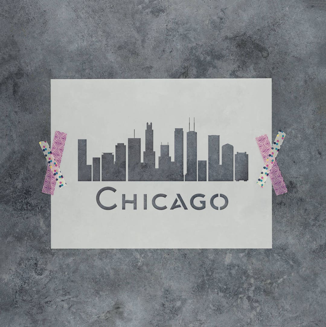 Chicago Skyline Stencil - Reusable Chicago Skyline Stencils, Large Chicago Skyline Stencil ...