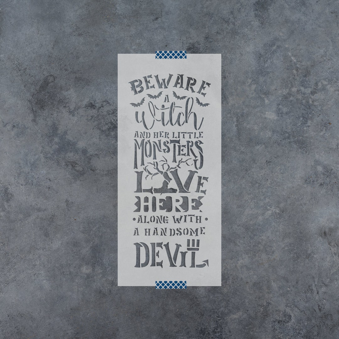 Beware A Witch Stencil - Reusable DIY Halloween Stencils of Beware A ...