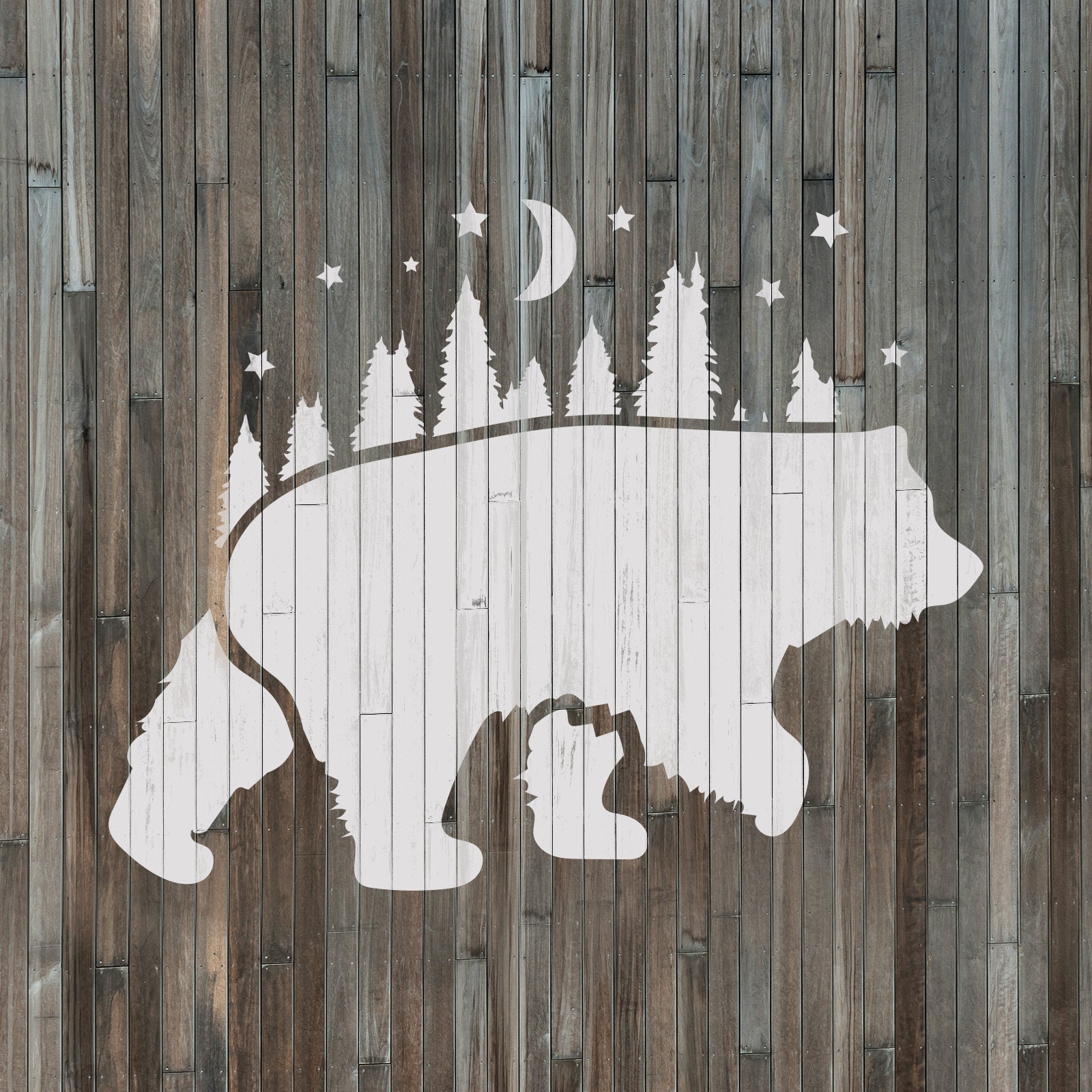 Forest Bear Stencil - Bear Stencil, Forest Stencil, Forest Stencils ...