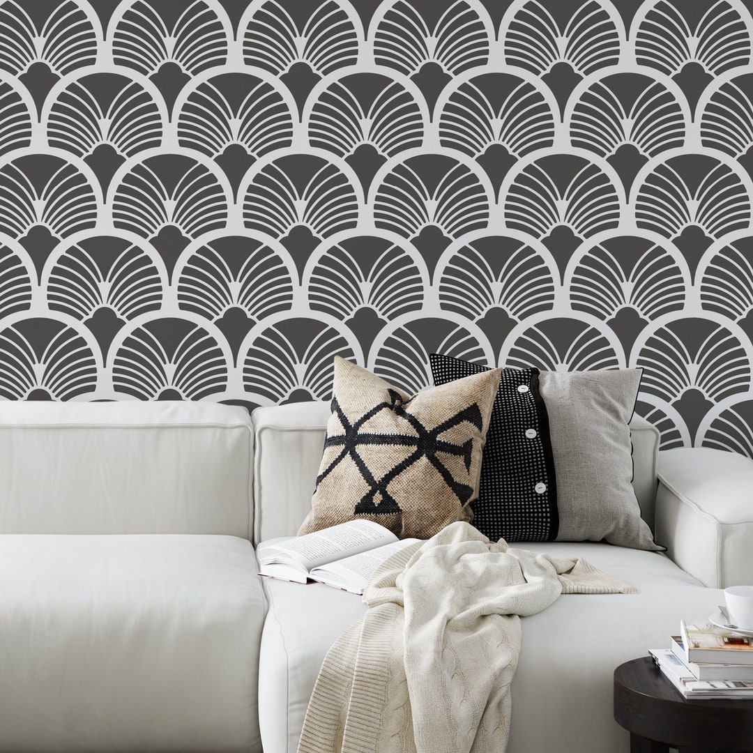 Geometric Sun Burst Pattern Wall Stencil - DIY Wallpaper Alternative ...