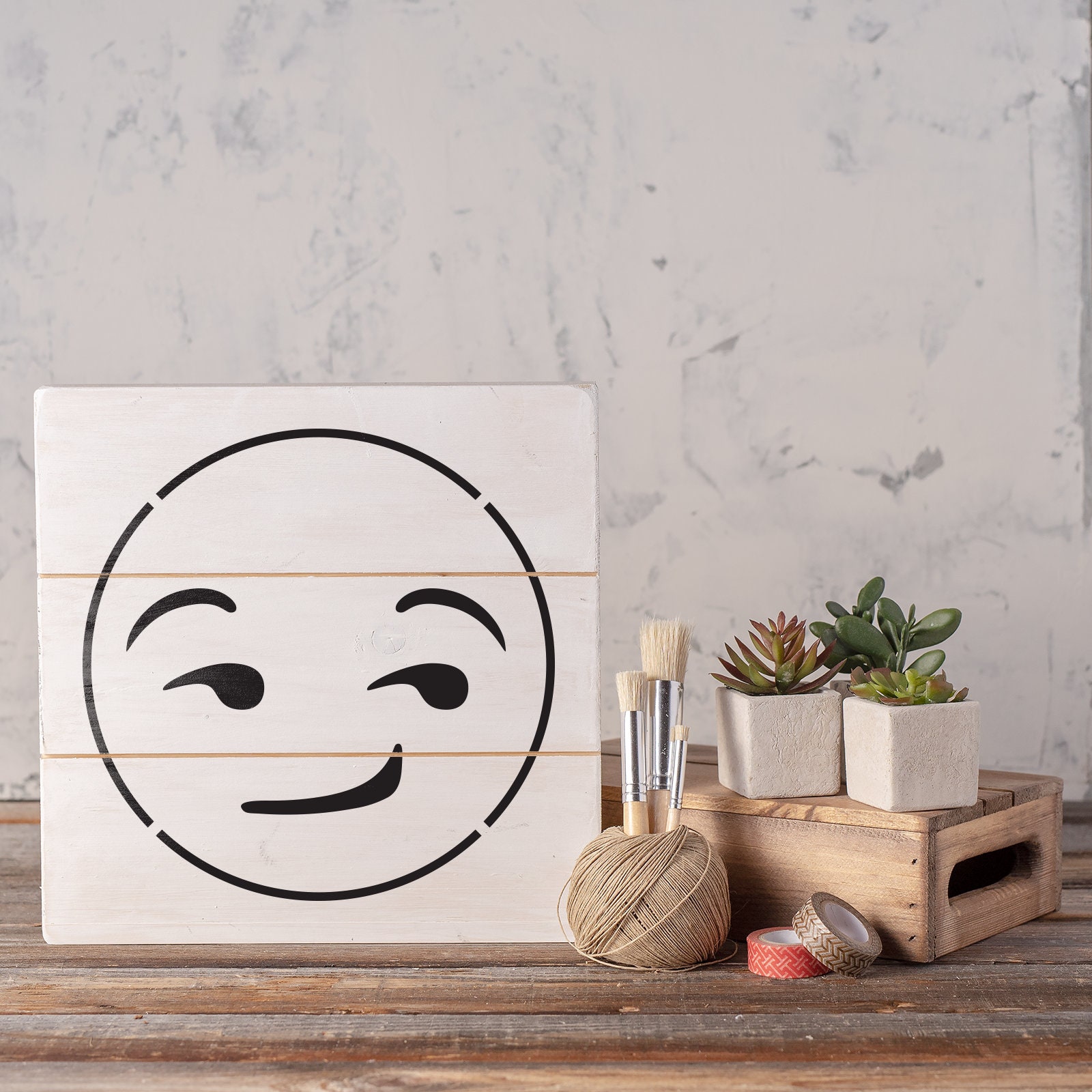 Emoji Smirk Stencil Reusable DIY Craft Stencils of an Emoji - Etsy