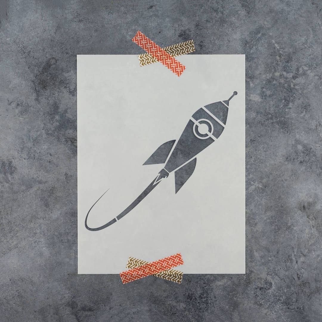 Rocket Ship Stencil - Reusable Craft Stencil of a Rocket Ship Blastin ...