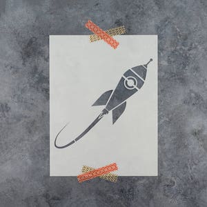 Rocket Ship Stencil - Reusable Craft Stencil of a Rocket Ship Blastin ...