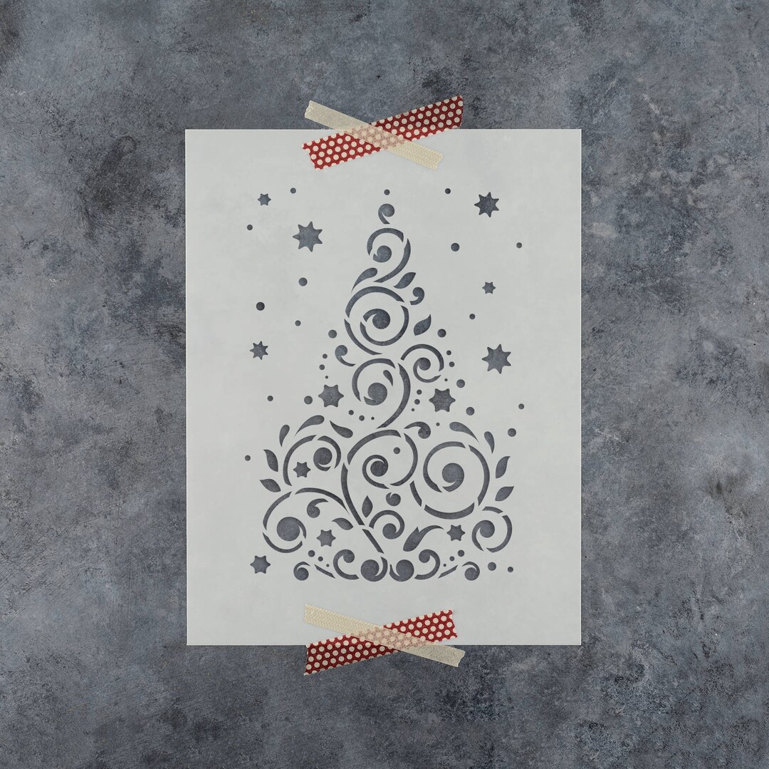 Christmas Tree Stencil for Holiday Crafts, Reusable Winter Stencils for ...