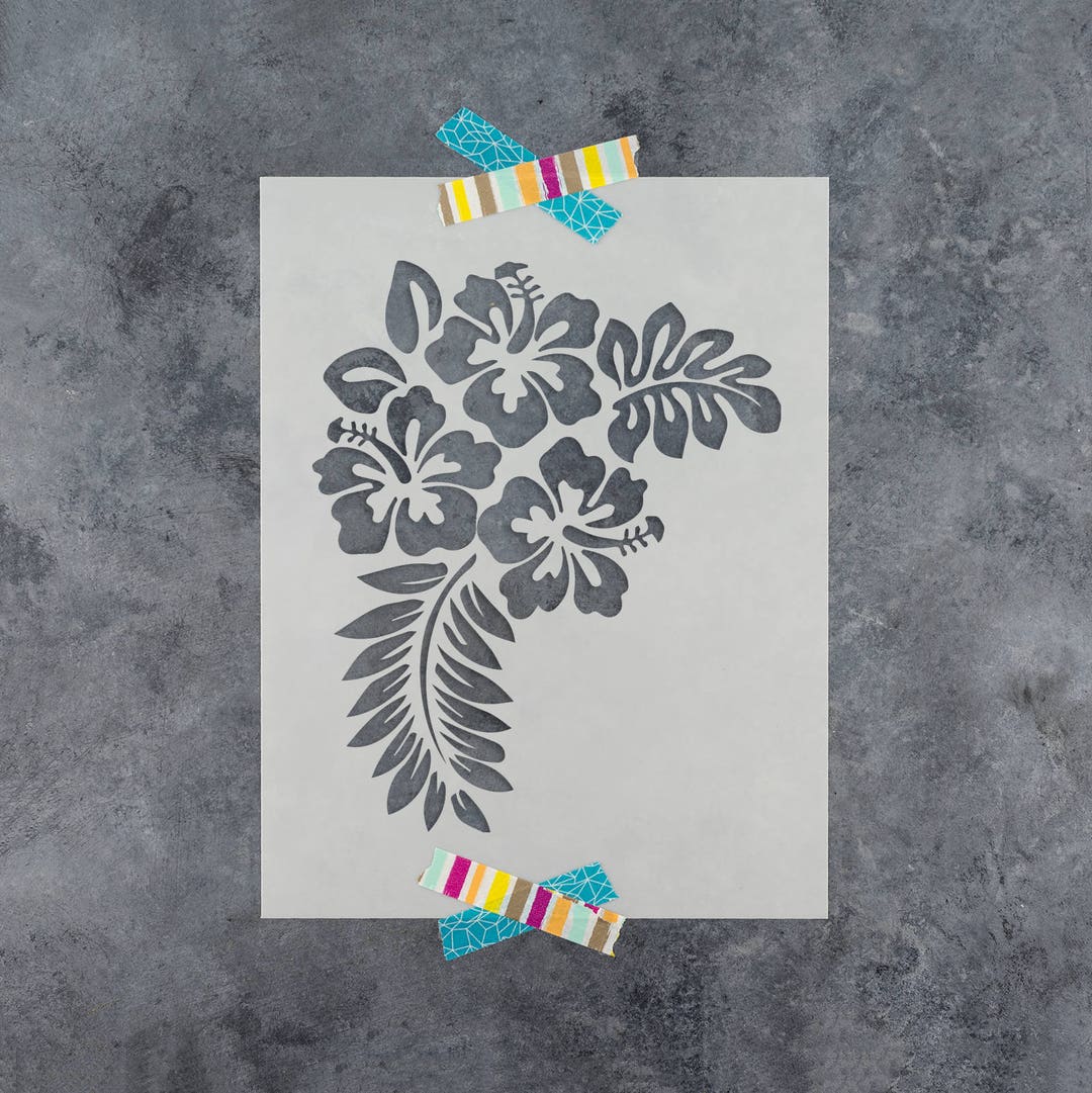 Hibiscus Flower Stencil - Hibiscus Flower Wall Stencils, Hibiscus ...