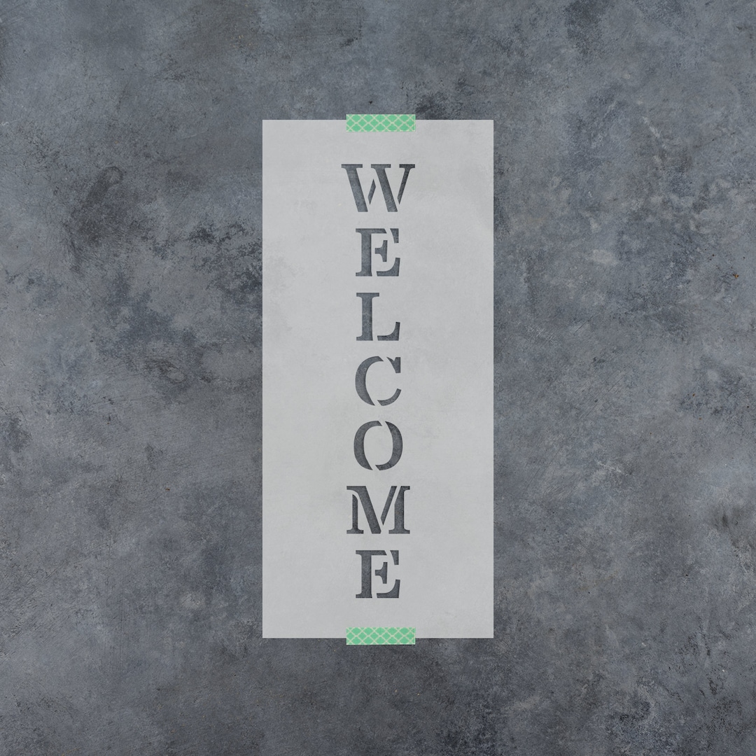 Vertical Sign Welcome Stencil - Welcome Stencils, Welcome Sign Stencil ...