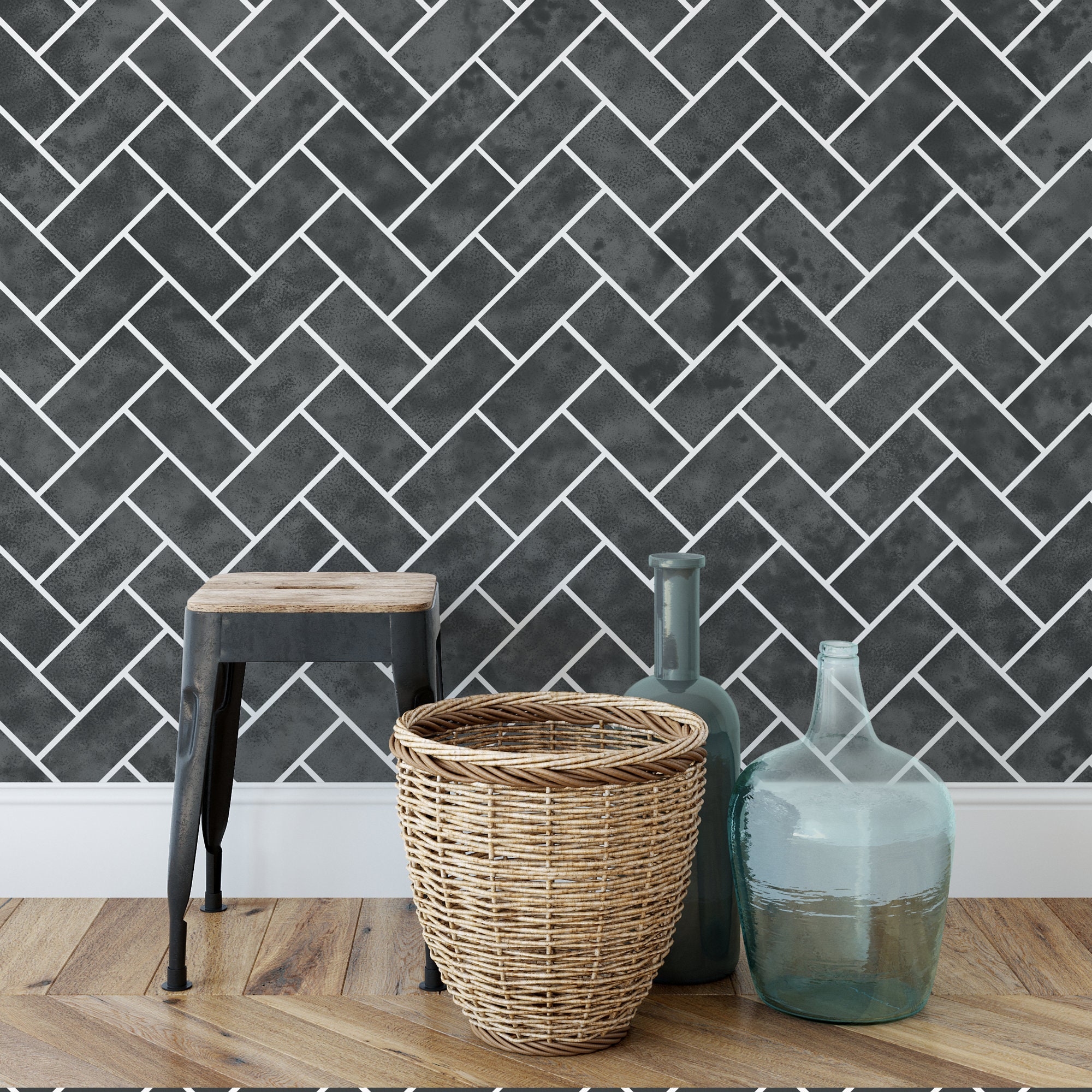Brick Angle Pattern Wall Stencil for Walls, Kitchen, Bathroom, Large ...