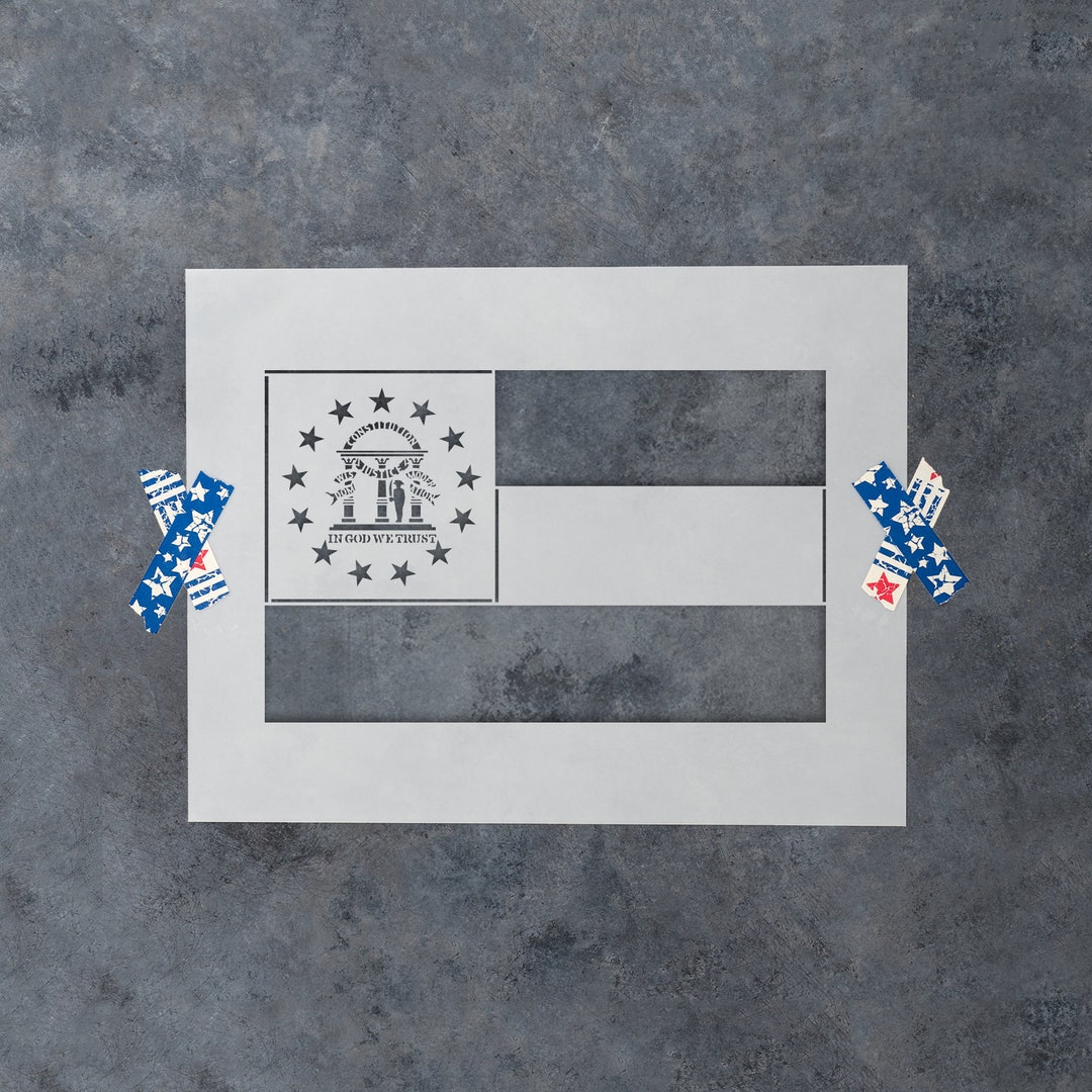 Georgia State Flag Stencil - Georgia Stencil, Georgia Flag, Flag ...