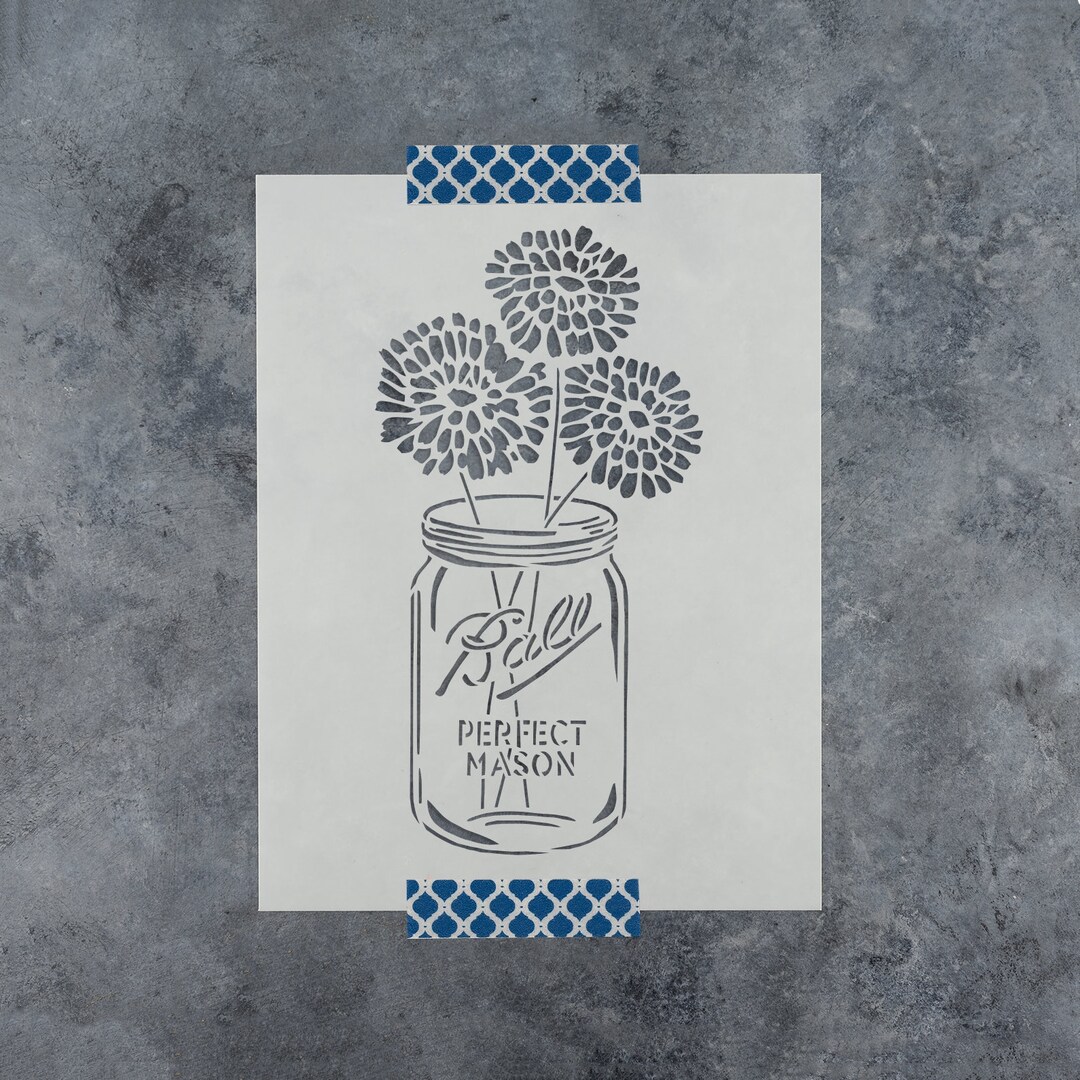 Mason Jar Floral Stencil - Mason Jar Stencils for Crafts, Mylar Mason ...