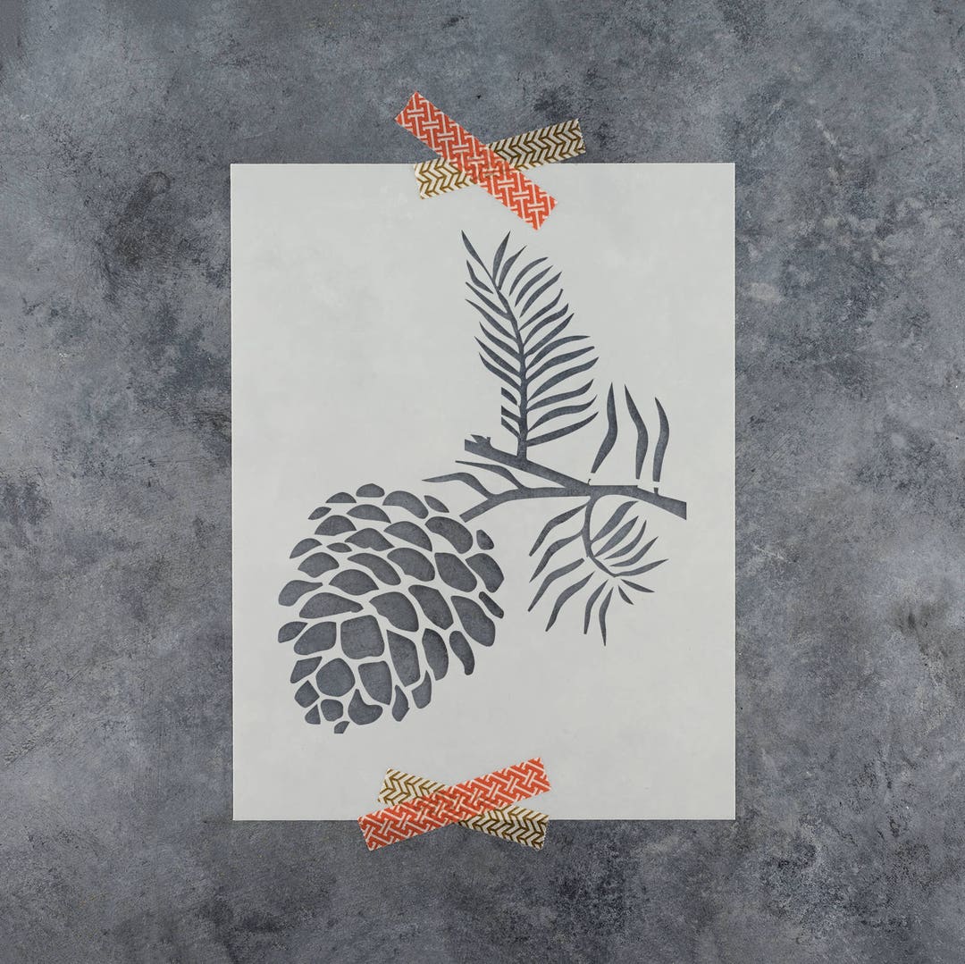 Pine Cone Stencil - DIY Pine Cone Stencil, Large Pine Cone Stencils, Pine Cone Design, Leaf ...